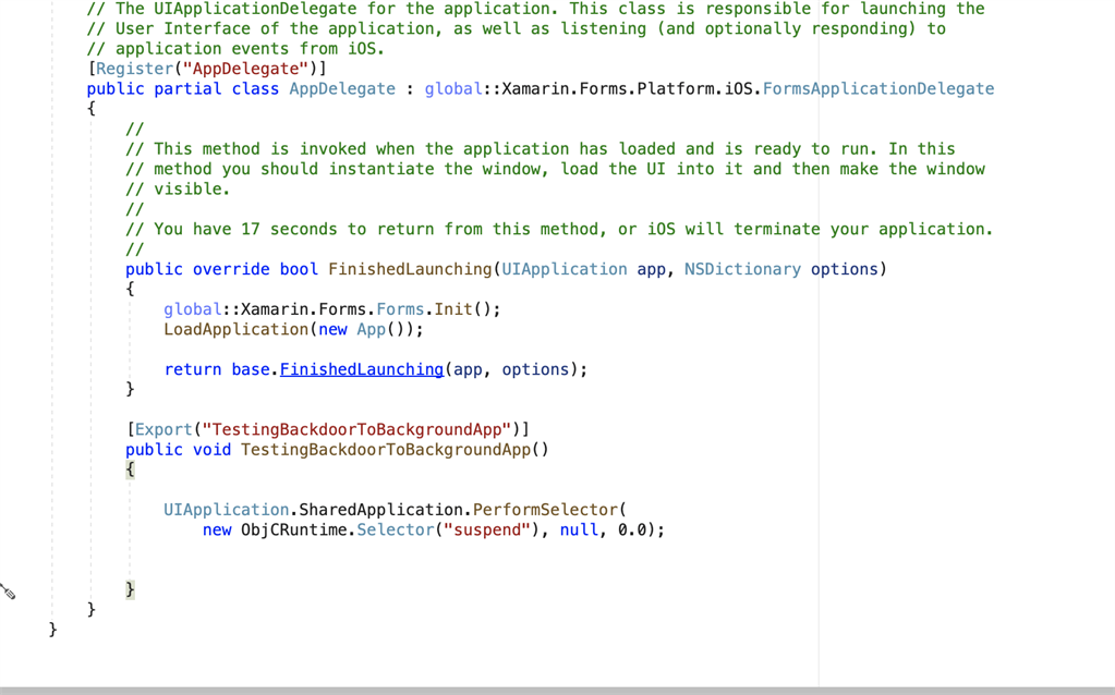 Xamarin Uitest Backdoor Method